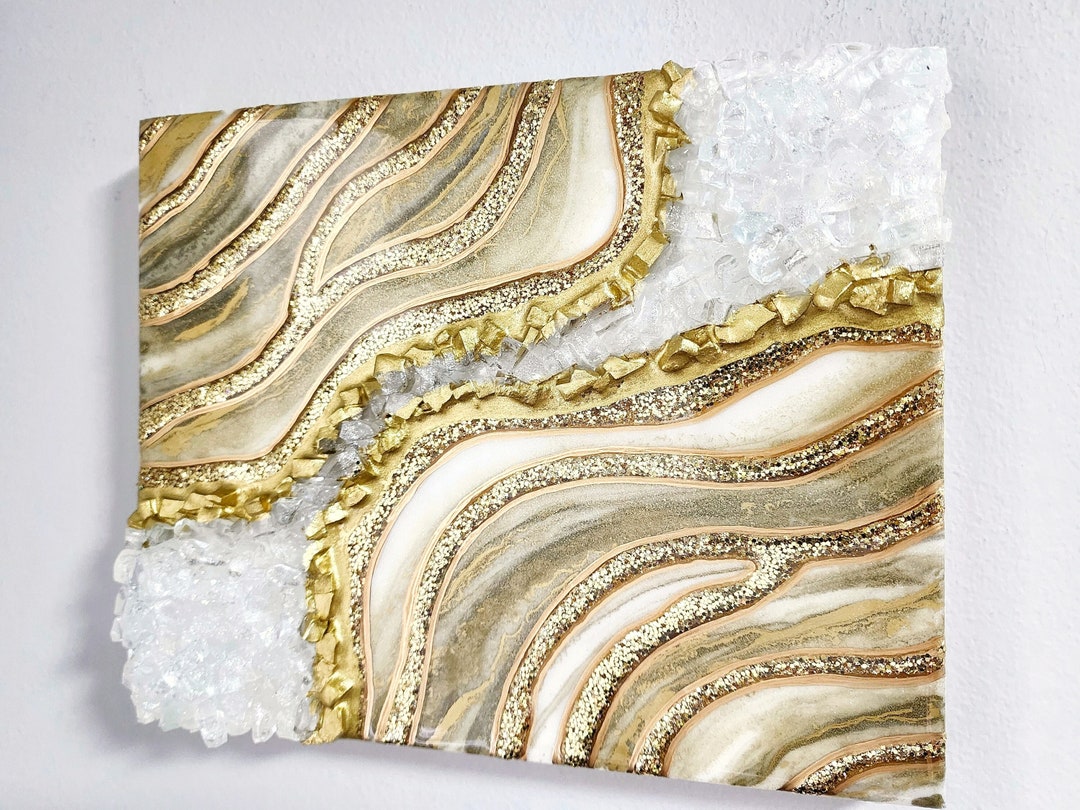 Geode Resin Art / Gold Resin Geode Wall Art / Geode Resin - Etsy