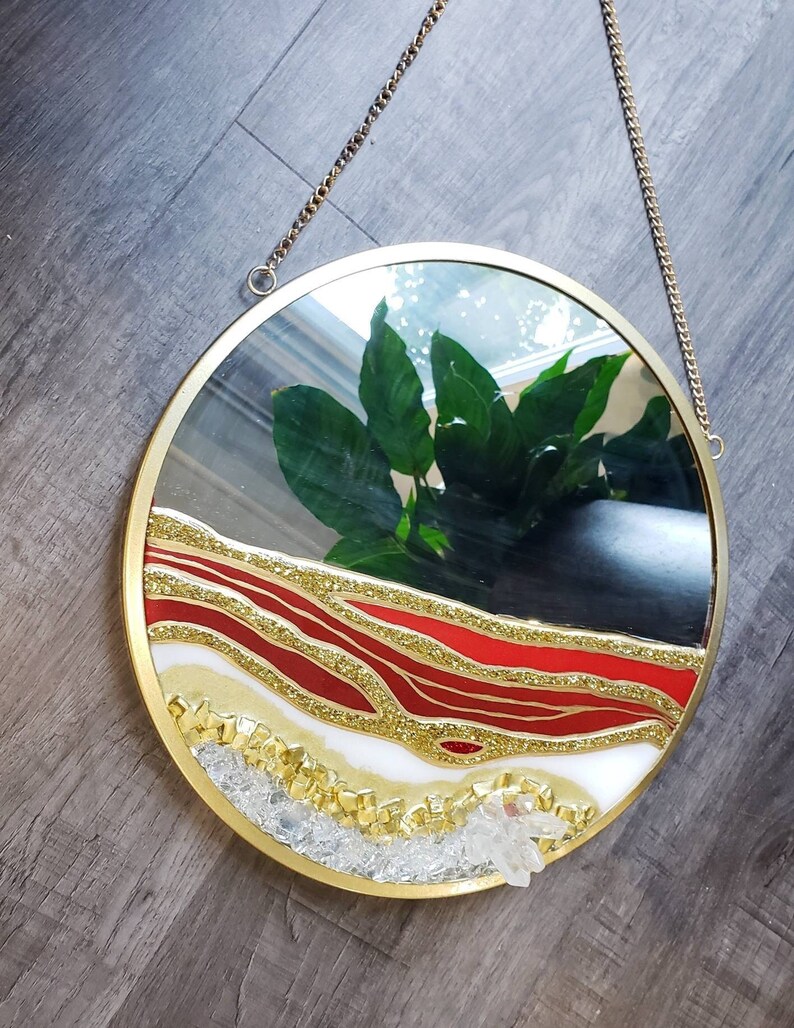 Red Mirror / Resin Mirror / Geode Mirror / Home Decor / Round - Etsy