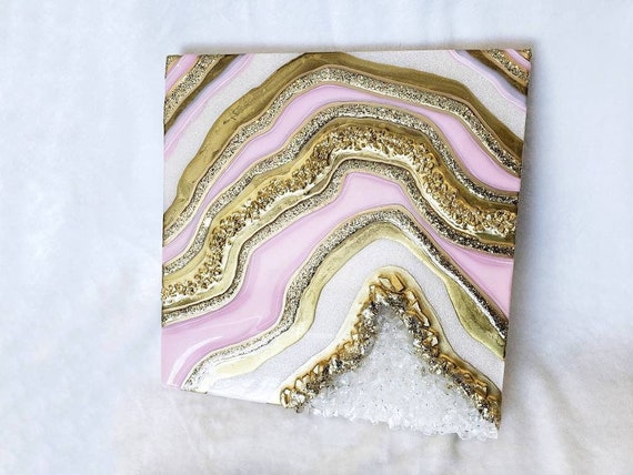 Pink Resin Geode Art / Geode Resin Wall Art / Resin Painting / | Etsy