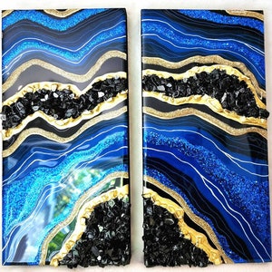 Blue Resin Geode Wall Art / Geode Resin Wall Art / Resin Painting ...