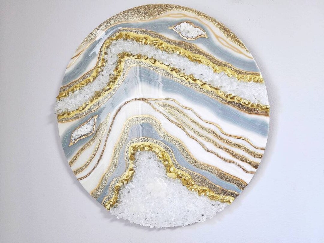 Geode Wall Art / Grey Resin Wall Art / Beige Geode Resin Painting ...
