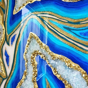 Blue Geode Resin Wall Art / Teal Geode Resin Painting / Resin Geode ...