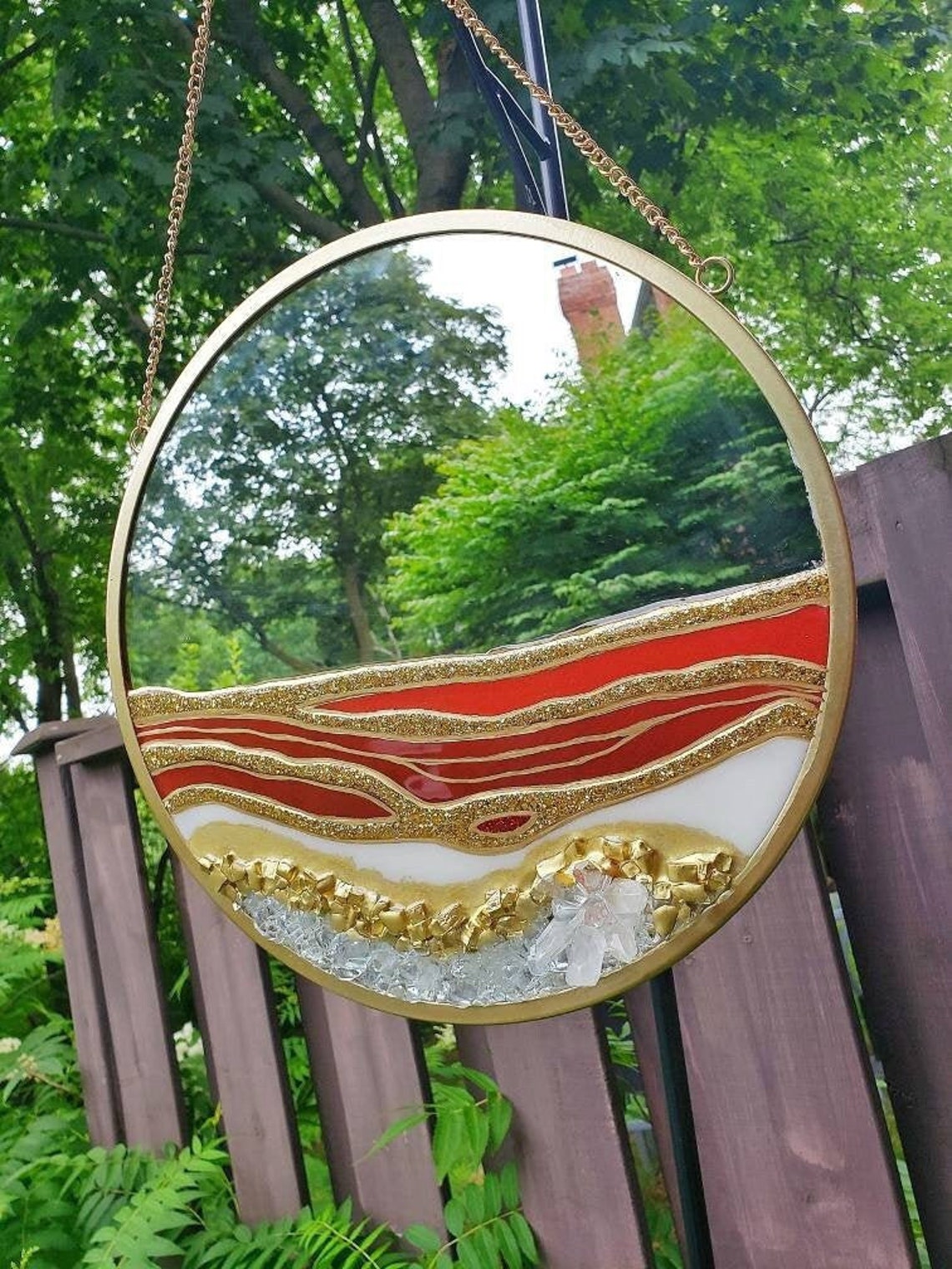 Red Mirror / Resin Mirror / Geode Mirror / Home Decor / Round - Etsy