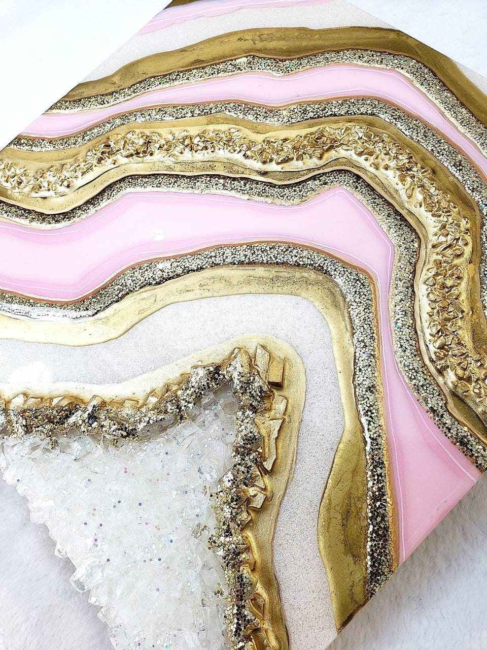 Pink Resin Geode Art / Geode Resin Wall Art / Resin Painting / Epoxy ...