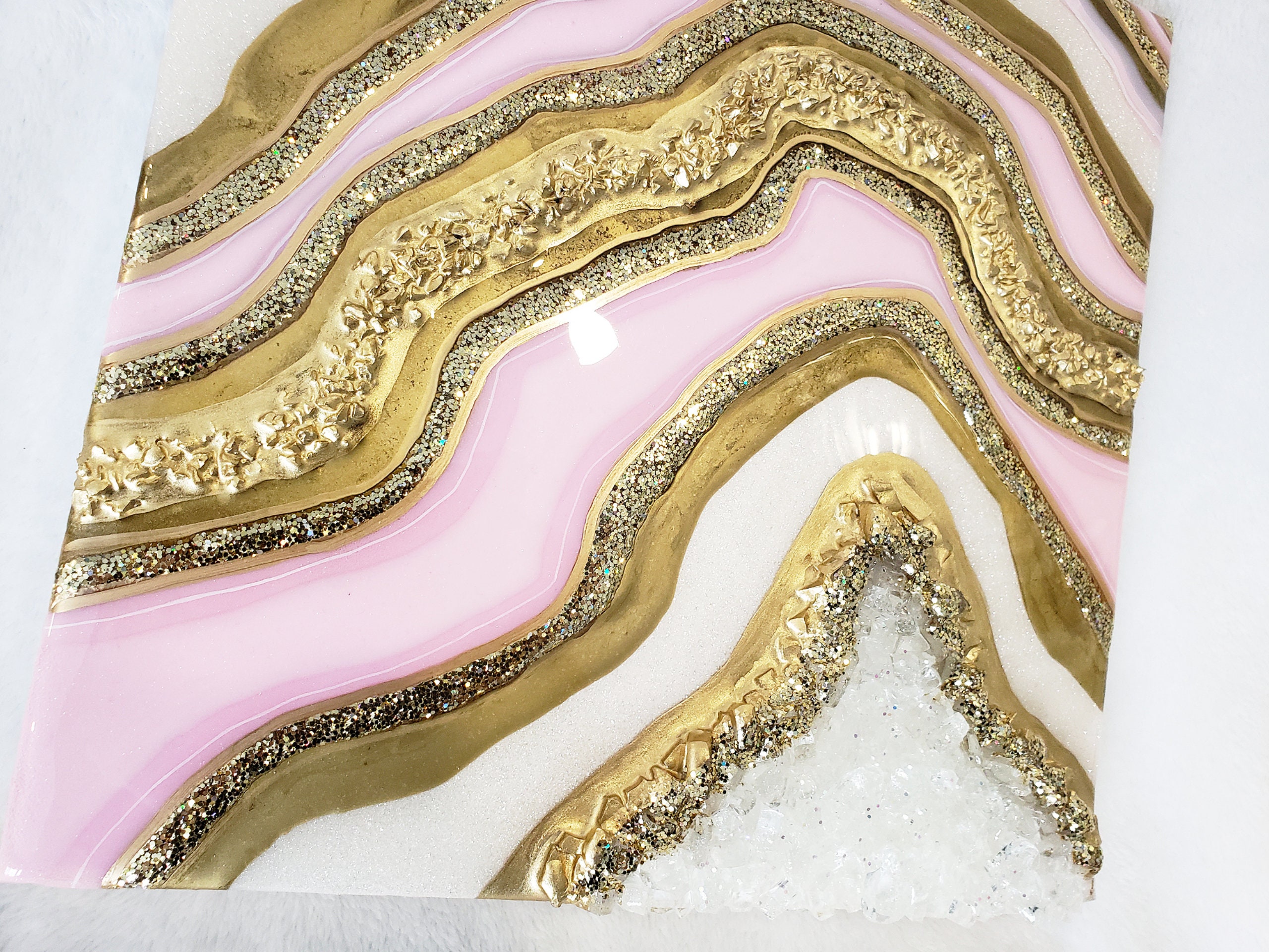 Pink Resin Geode Art / Geode Resin Wall Art / Resin Painting / | Etsy