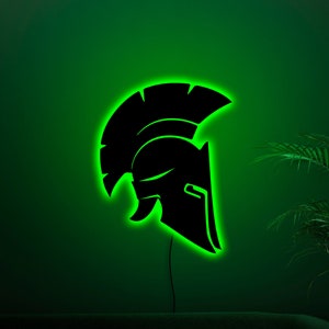 Spartan Neon Sign, Spartan Helmet Neon Sign, Spartan Helmet Led Sign ...