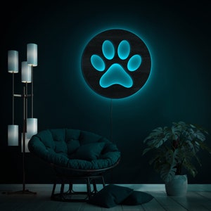 Paw Neon Sign Paw Led Sign Paw Neon Light Paw Wall Sign - Etsy