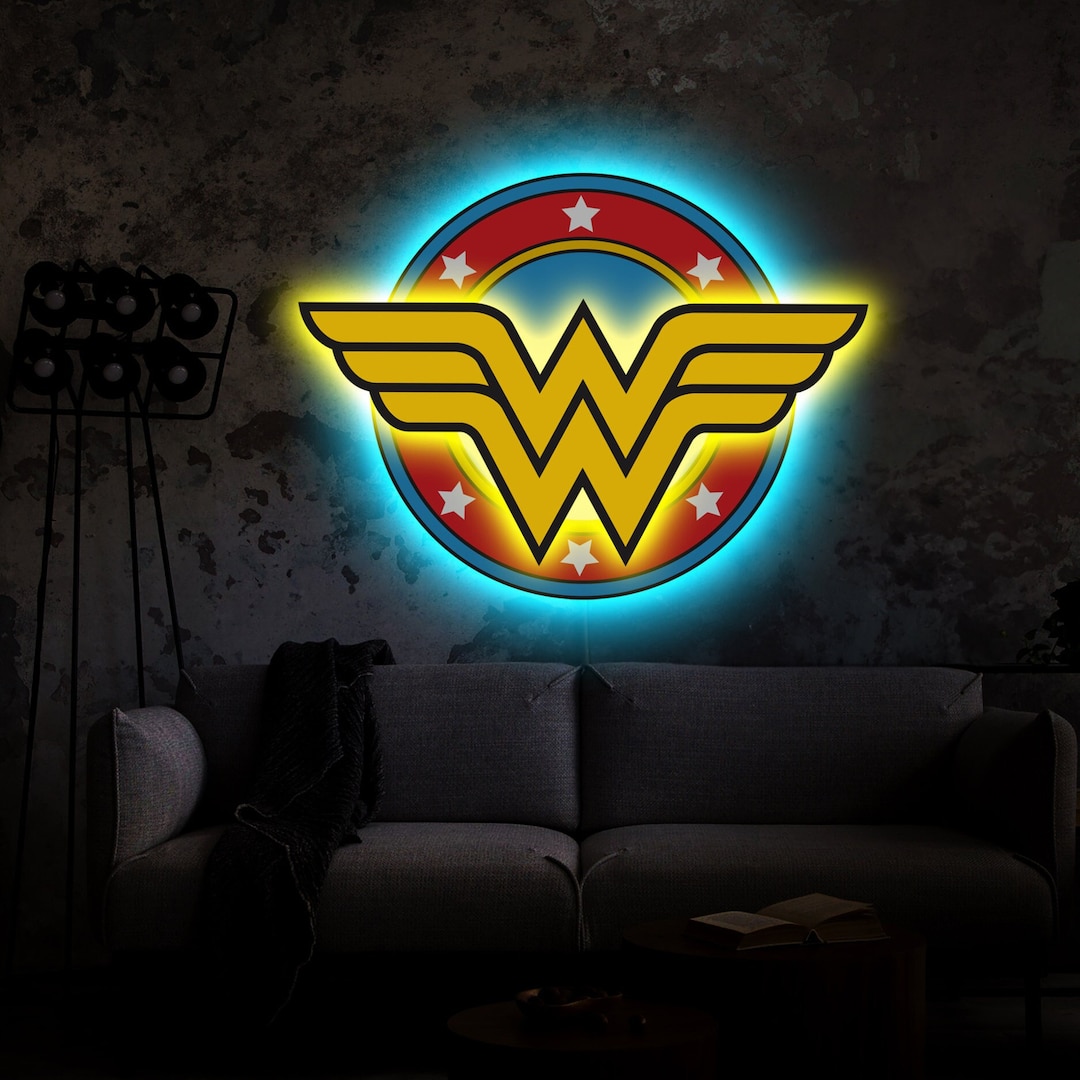 Wonder Woman Neon Sign, Wonder Woman Logo, Wonder Woman Gift, Superhero ...