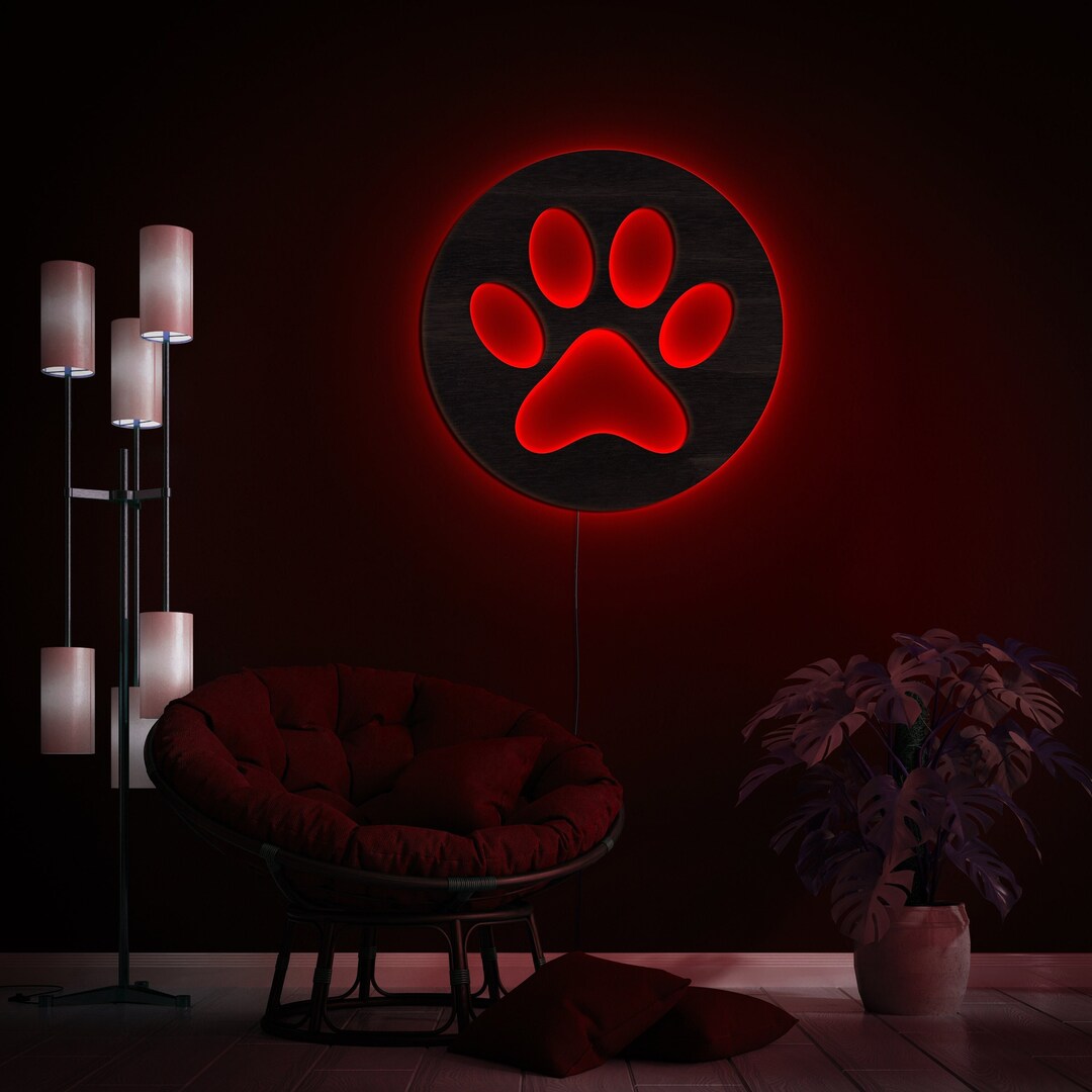 Paw Neon Sign Paw Led Sign Paw Neon Light Paw Wall Sign - Etsy