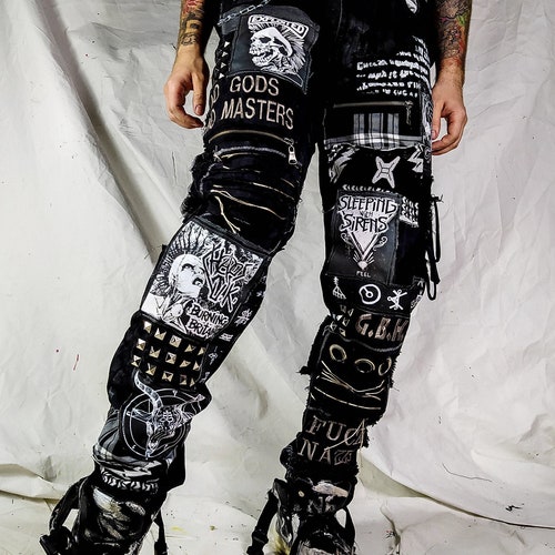 Custom Skull Punk Rock Chain Emo Goth Metal Crust Festival | Etsy