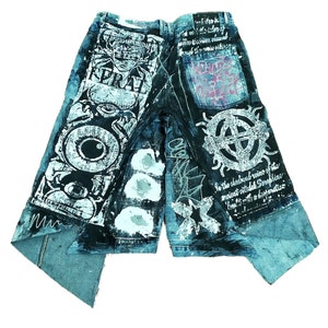 35 Baggy Unique Shorts Handmade Custom Punk Rock Goth Emo Metal Cyber ...