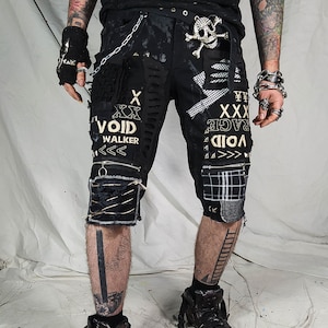 Custom Handmade Shorts Punk Rock Goth Emo Metal Cyber Dark Ripped Weird ...