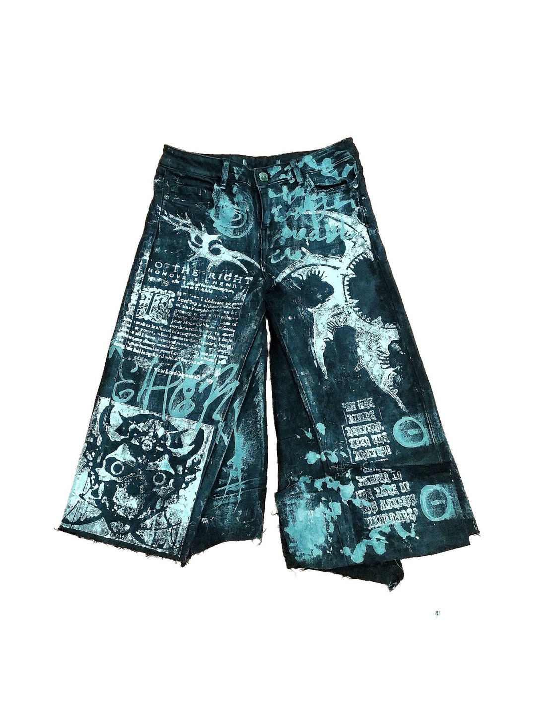 28" Baggy Unique Shorts Handmade Custom Punk Rock Goth Emo Metal Cyber ...