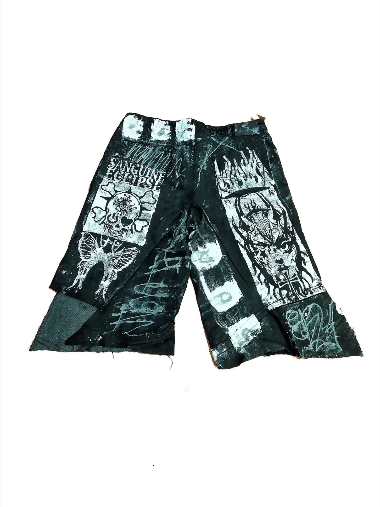 42 Baggy Unique Shorts Handmade Custom Punk Rock Goth Emo Metal Cyber ...