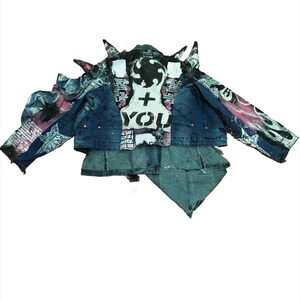 Unique Handmade Hooded Custom Flames Punk Rock Goth Fantasy Emo Studs ...