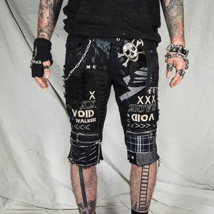 Custom Handmade Shorts Punk Rock Goth Emo Metal Cyber Dark Ripped Weird ...