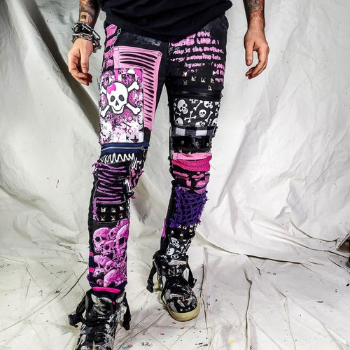 Custom Punk Rock Goth Emo Metal Cyber Dark Ripped Crazy Weird Etsy