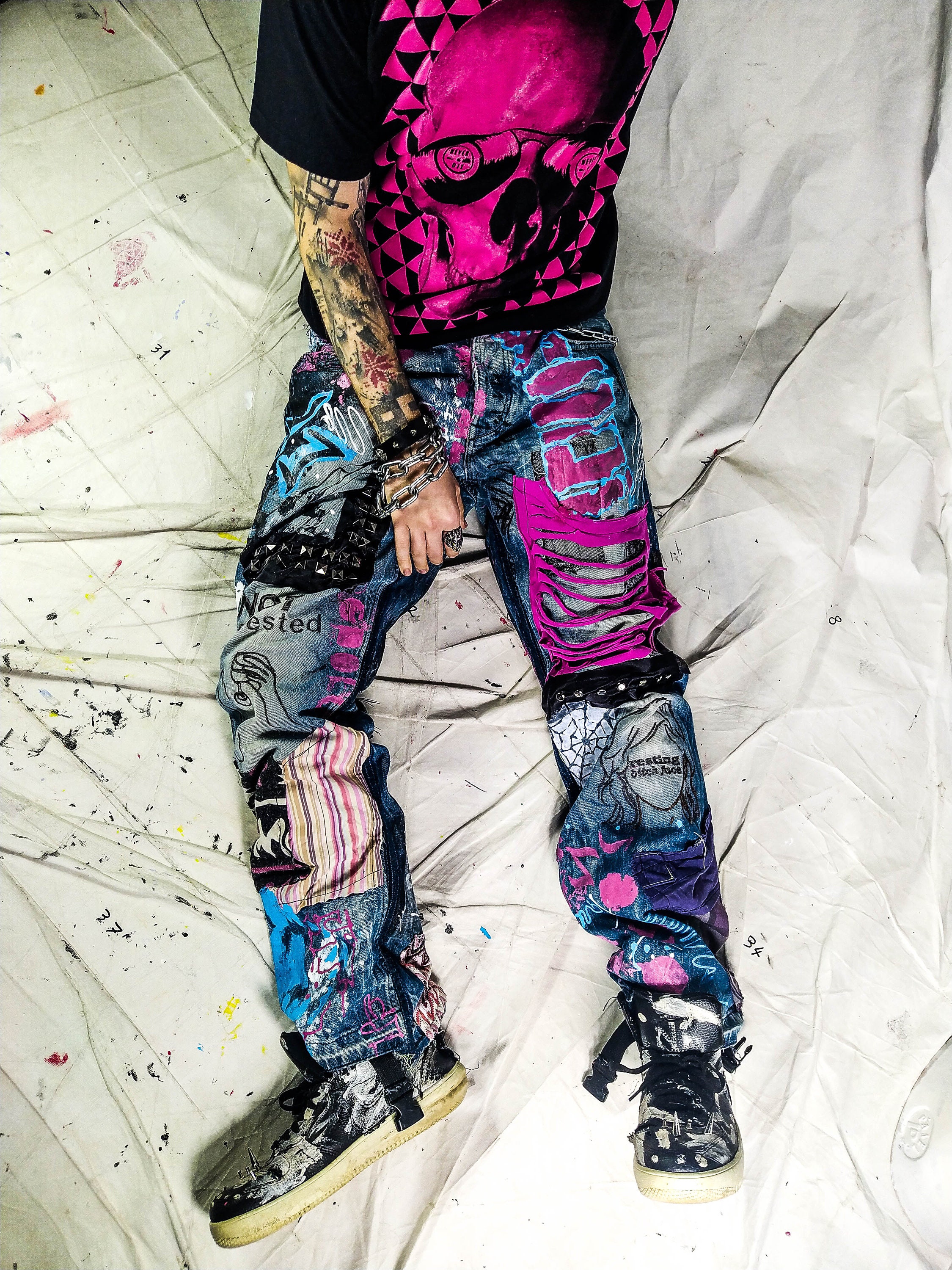 Custom Punk Rock Goth Emo Metal Cyber Dark Ripped Crazy Weird Etsy