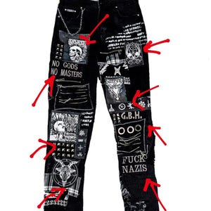 Custom Patchwork Ripped Punk Pants, Embroidered Cyber Goth Style - Etsy