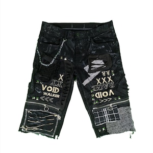 Custom Handmade Shorts Punk Rock Goth Emo Metal Cyber Dark Ripped Weird ...