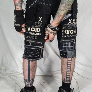 Custom Handmade Shorts Punk Rock Goth Emo Metal Cyber Dark Ripped Weird ...