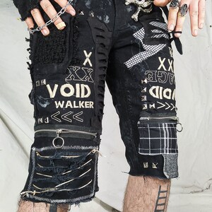 Custom Handmade Shorts Punk Rock Goth Emo Metal Cyber Dark Ripped Weird ...
