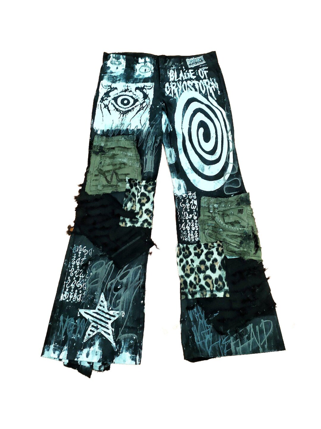 33" Unique Handmade Jeans Custom Punk Rock Goth Emo Metal Cyber Dark ...