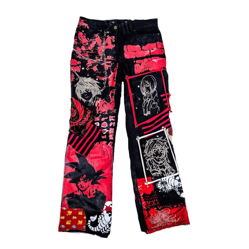 Anime Embroidery Pants - Etsy