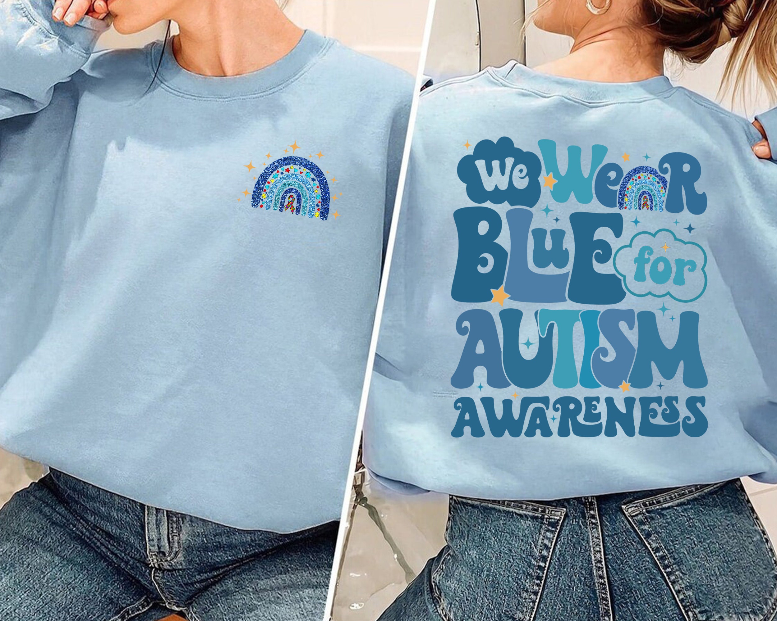We Wear Blue for Autism Awareness Sweatshirt, in April We Wear Blue ...