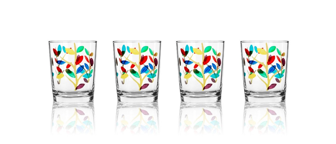 Colorful Tequila Shot Glasses Set of 4, Hand Painted Large Colored Shot ...