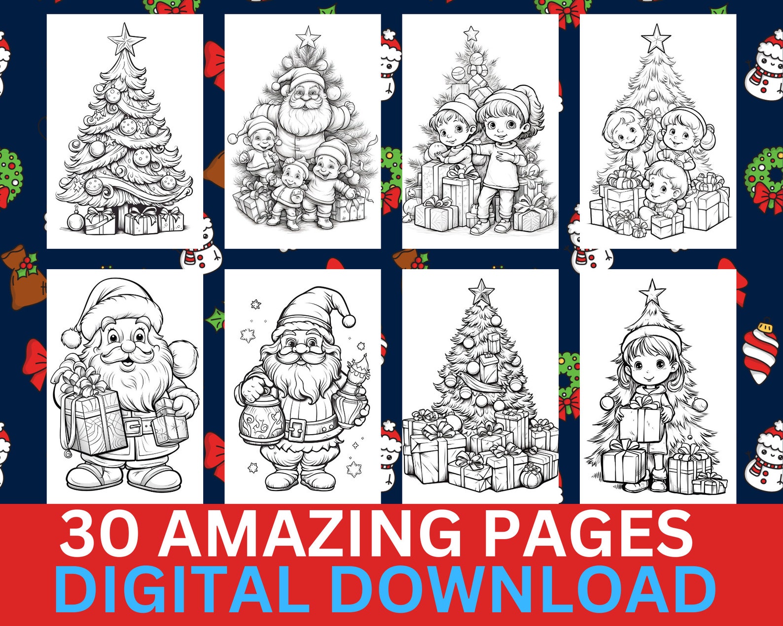 Christmas Coloring Pages 30 Pages Digital Download Holiday Coloring ...