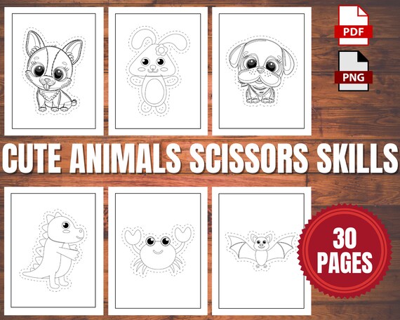 Cute Animals Scissors Skills INSTANT DOWNLOAD 30 PAGES | Etsy