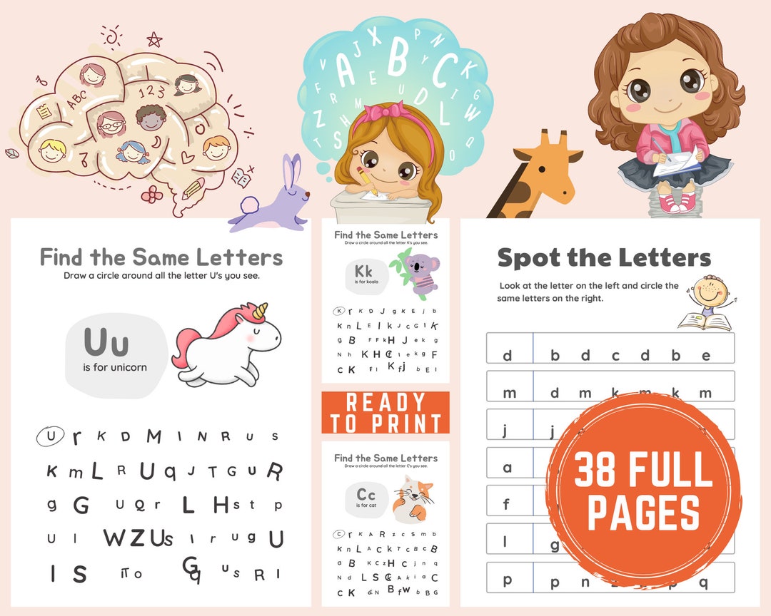 Spot and Find the Letters Activity Book 38 Pages DIGITAL DOWNLOAD Kids ...