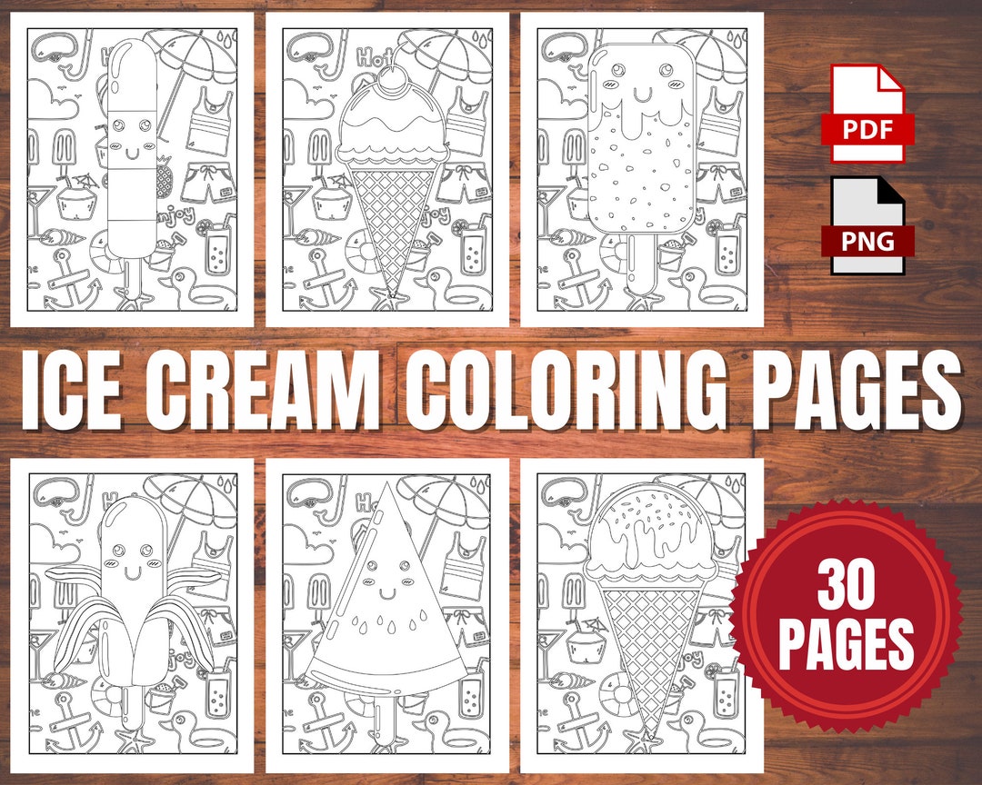 Ice Cream Coloring Pages INSTANT DOWNLOAD 30 PAGES Coloring Book ...