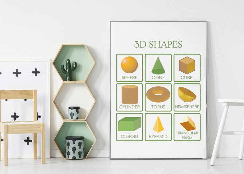 2D & 3D Shapes Posters Bundle DIGITAL DOWNLOAD Educational Wall Art ...
