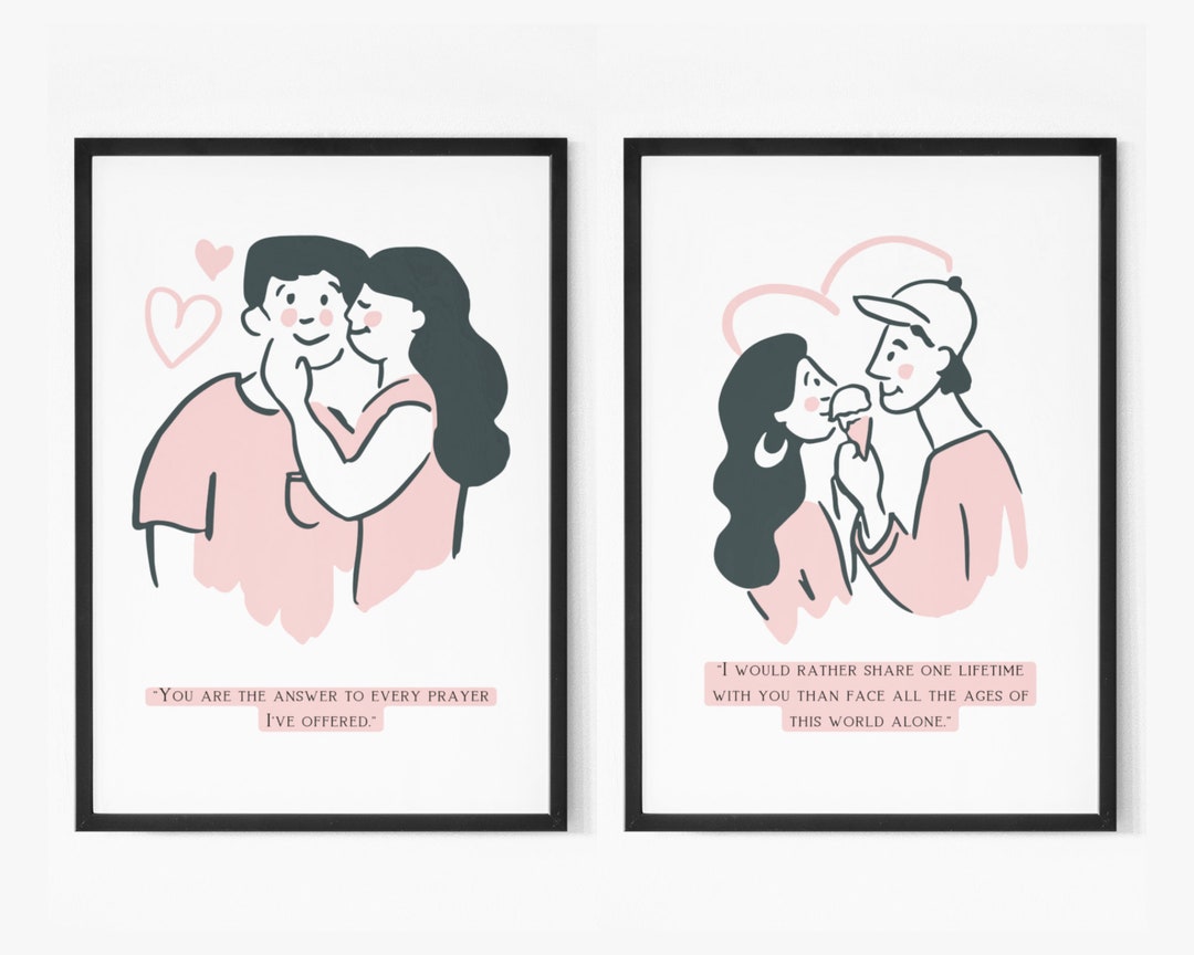 Couple Love Wall Art 2 Posters 3 Sizes Each DIGITAL DOWNLOAD Valentines ...