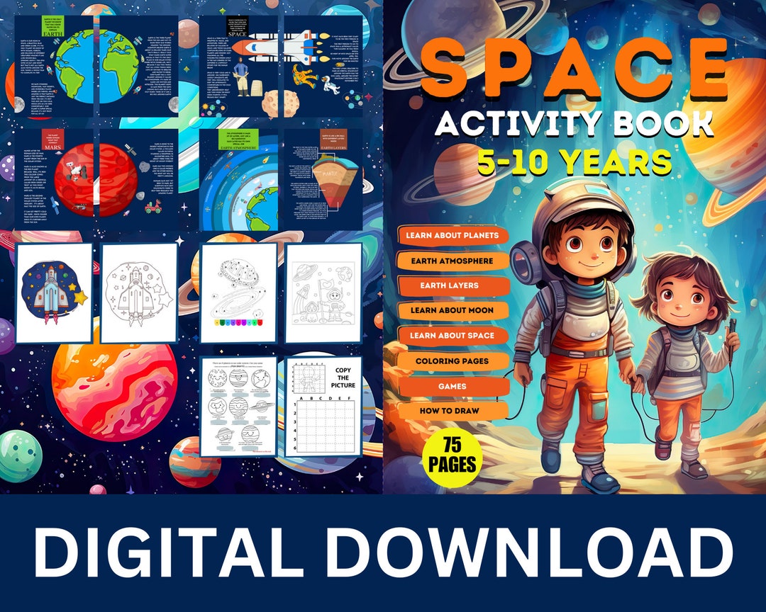 Space Activity Book DIGITAL DOWNLOAD 75 PAGES Fun-filled Activities and ...