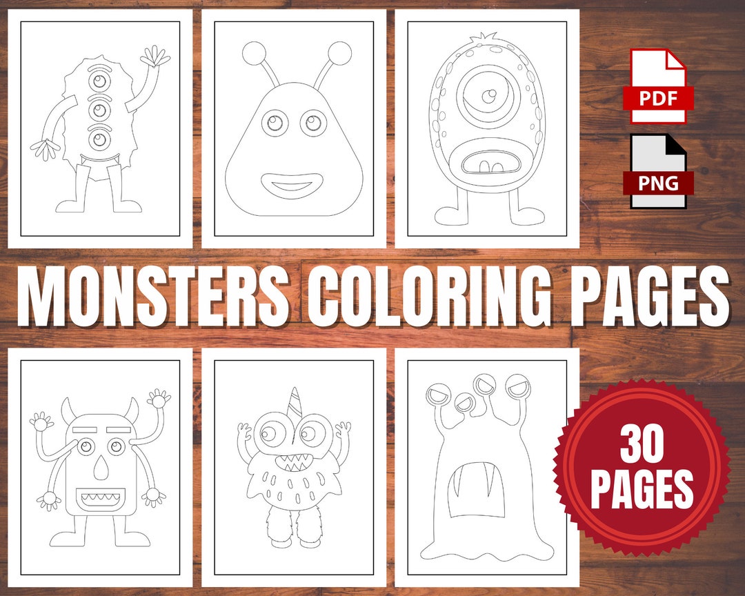 Monsters Coloring Pages INSTANT DOWNLOAD 30 PAGES Coloring Book ...