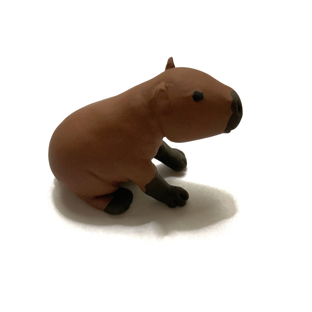 Clay Figurine Capybara - Handmade Polymer Clay Animal Gift - Desk Pet ...
