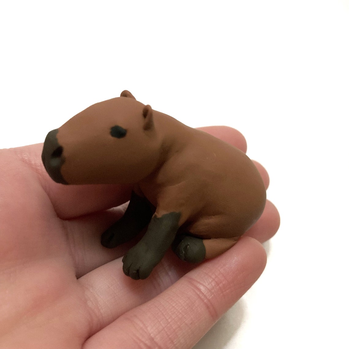 Clay Figurine Capybara - Handmade Polymer Clay Animal Gift - Desk Pet ...