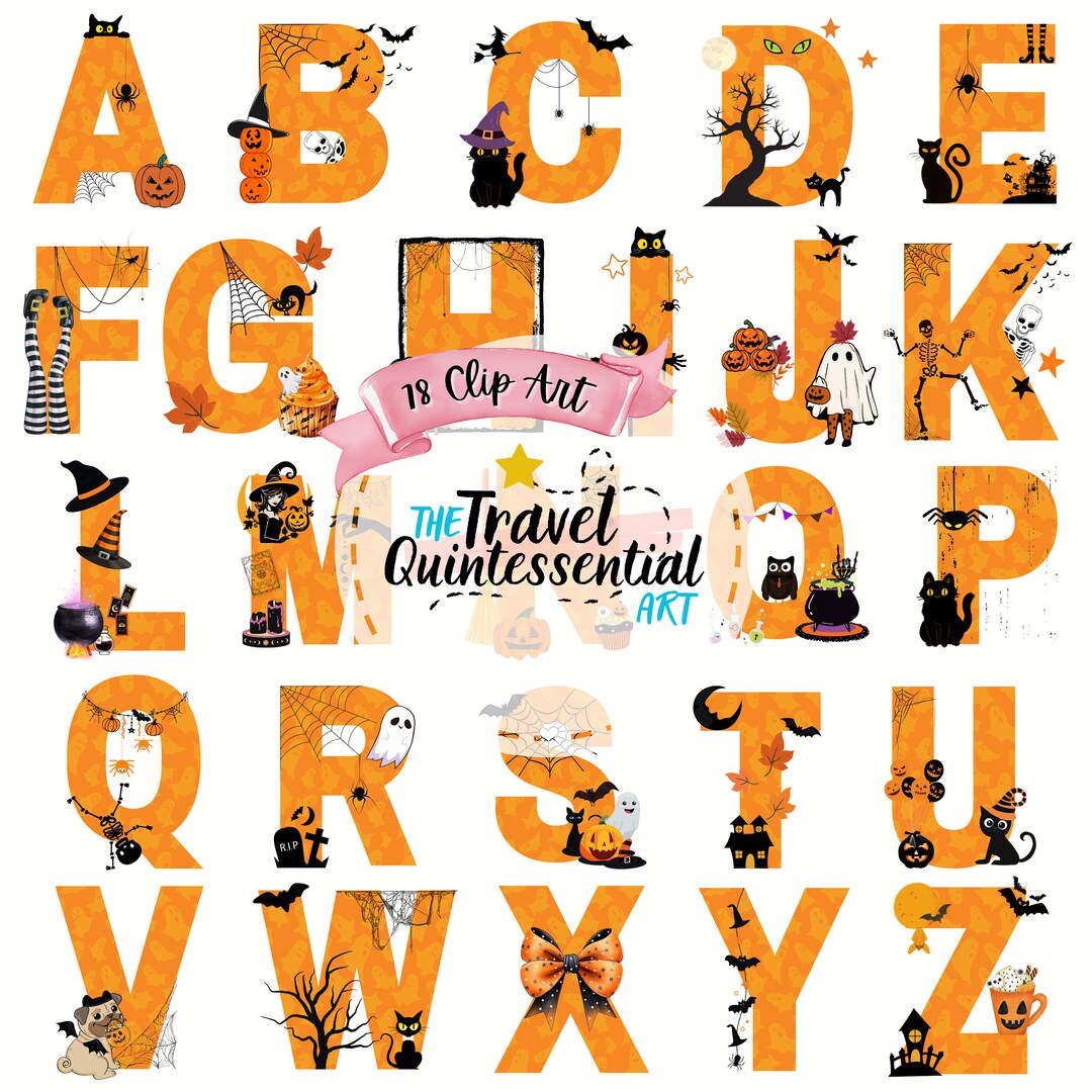 Cute Alphabets Halloween - Digital Art SETAHW002 - Etsy