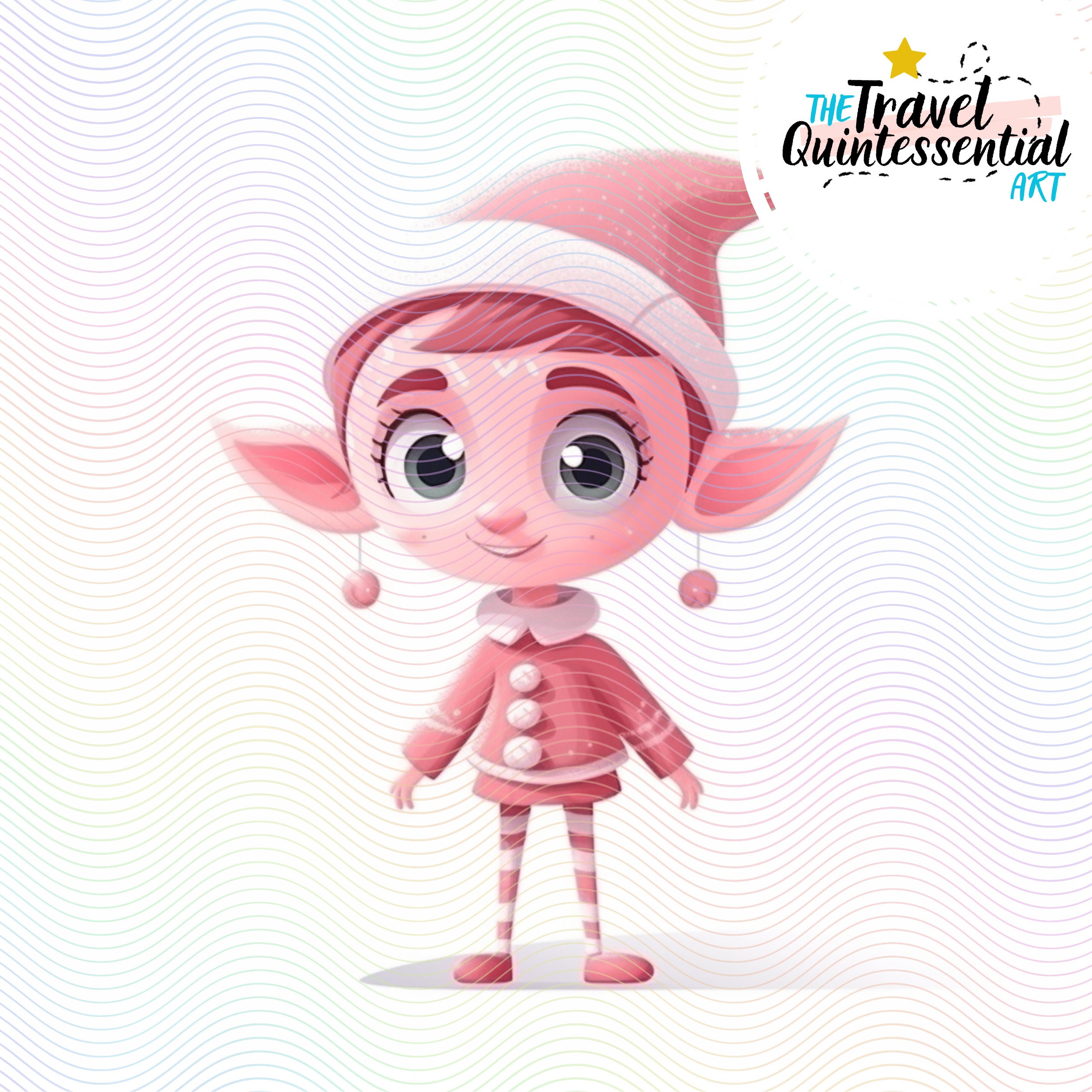 Cute Elf Characters in Pink Outfits - Digital Art SETELF001 - Etsy