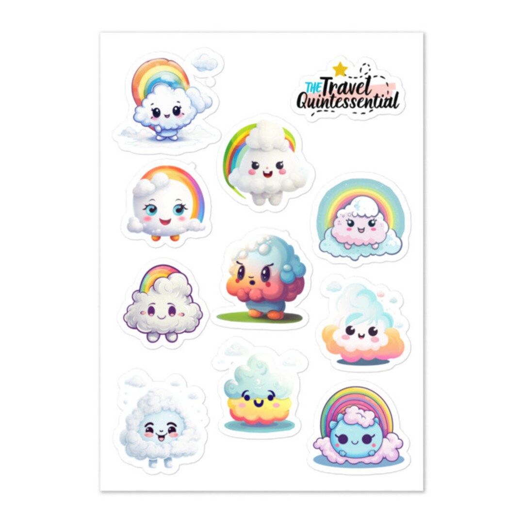 Cute Cloud Cartoon Characters Glossy Stickers Marshmallow SETCM001 - Etsy