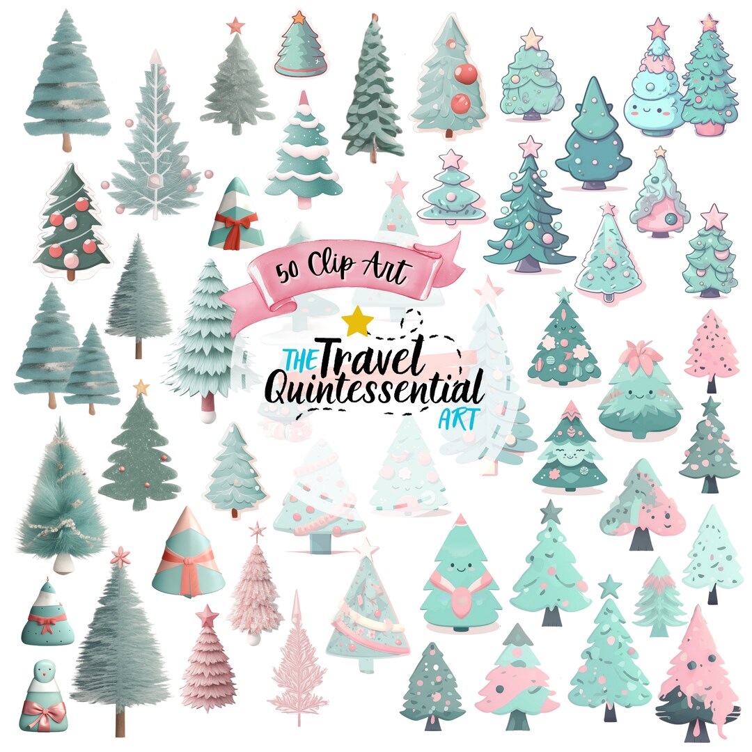 Christmas Trees Clip Art SETXMAS003 - Etsy