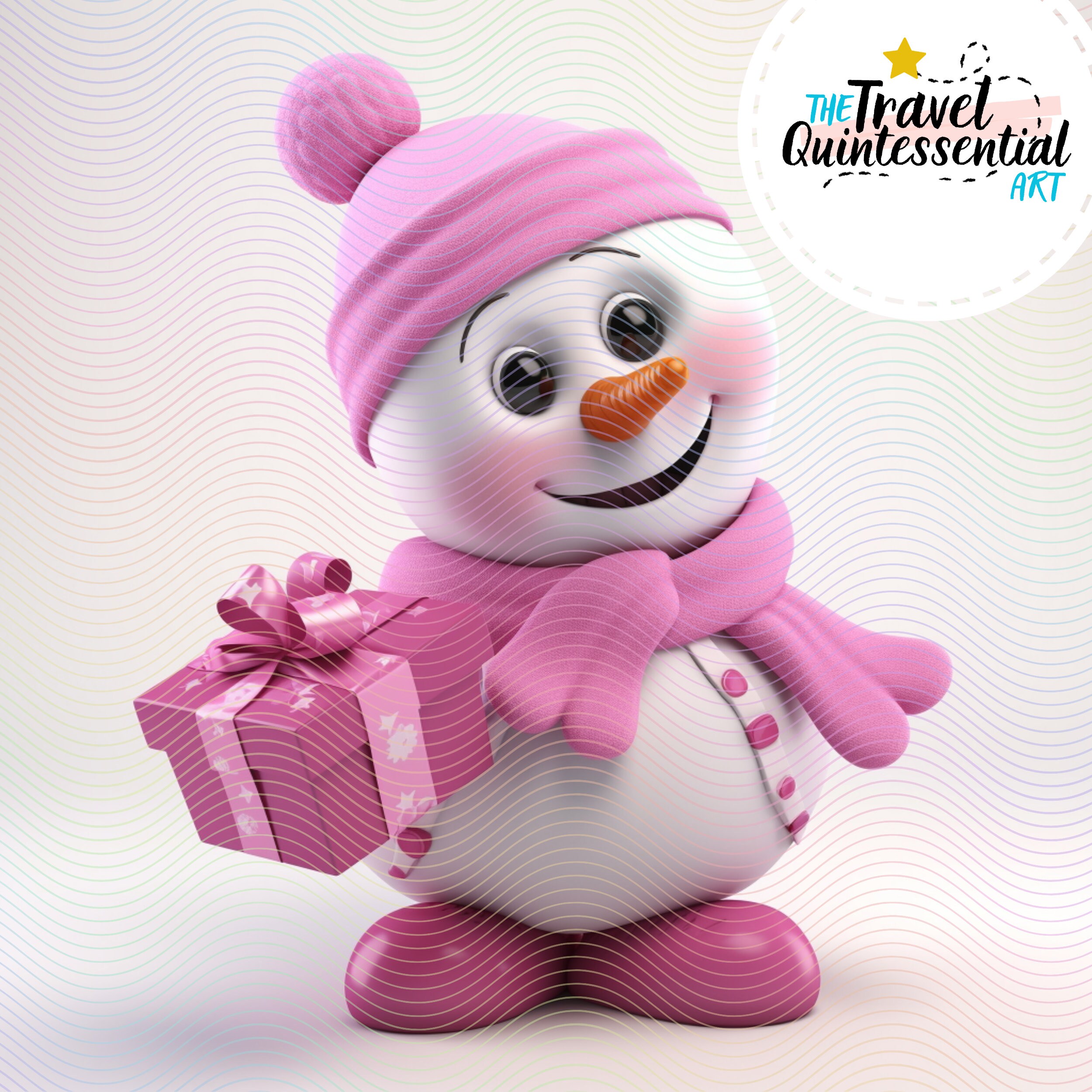 Cute Snowman Characters in Pink Outfits - Digital Art SETSNOW001 - Etsy