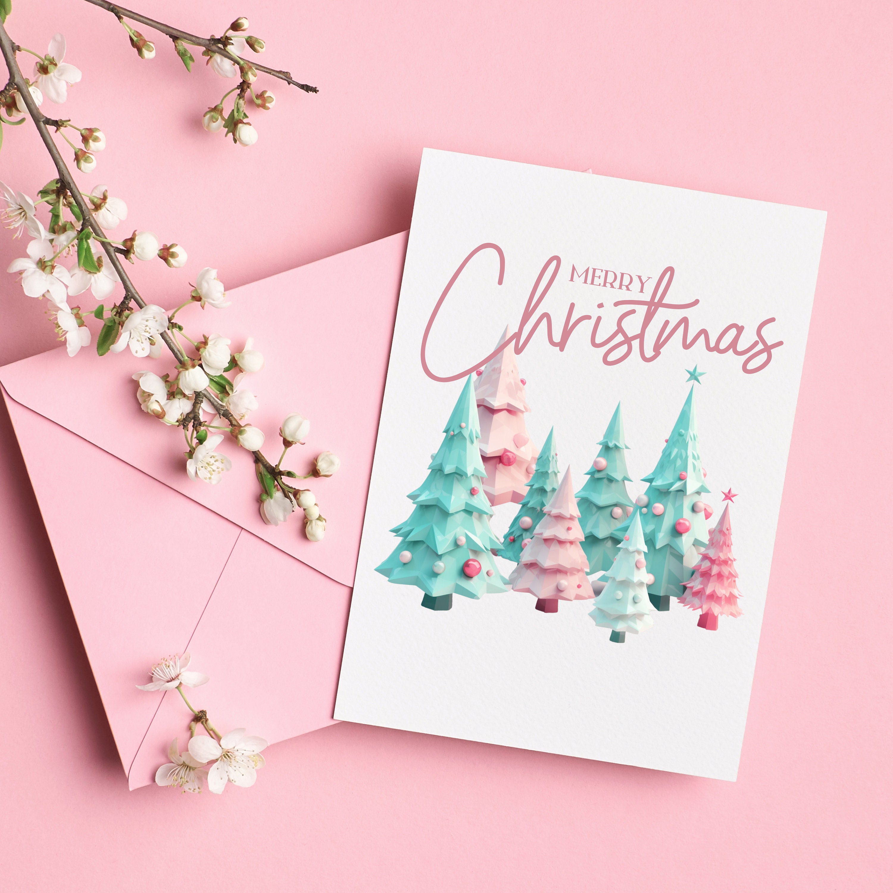 Pastel Christmas Trees Digital Art SETXTREE001 - Etsy