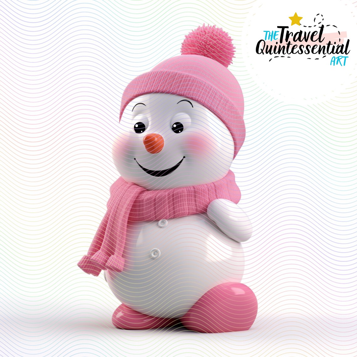 Cute Snowman Characters in Pink Outfits Digital Art SETSNOW001 - Etsy