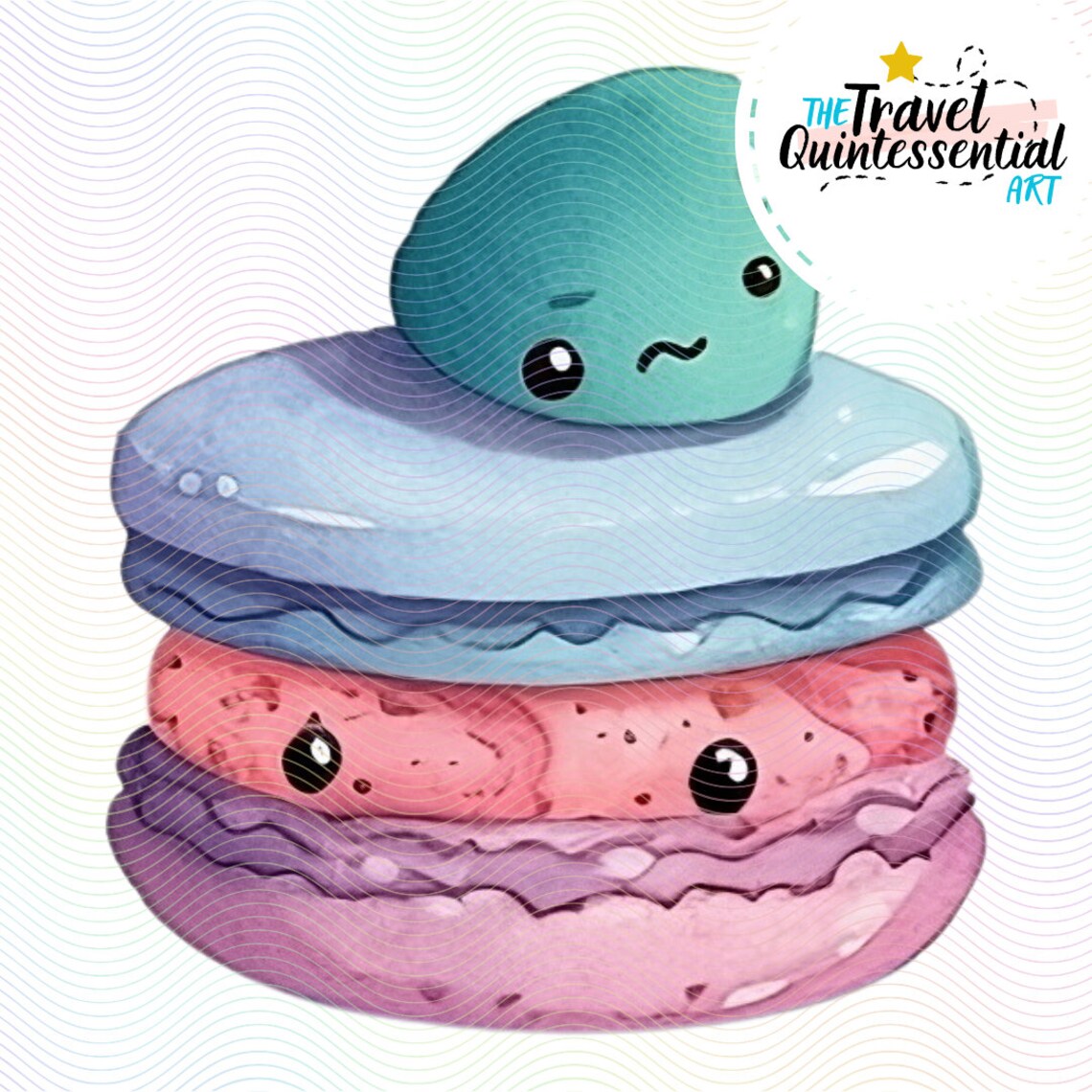 Cute Macarons Digital Art SETMA001 - Etsy