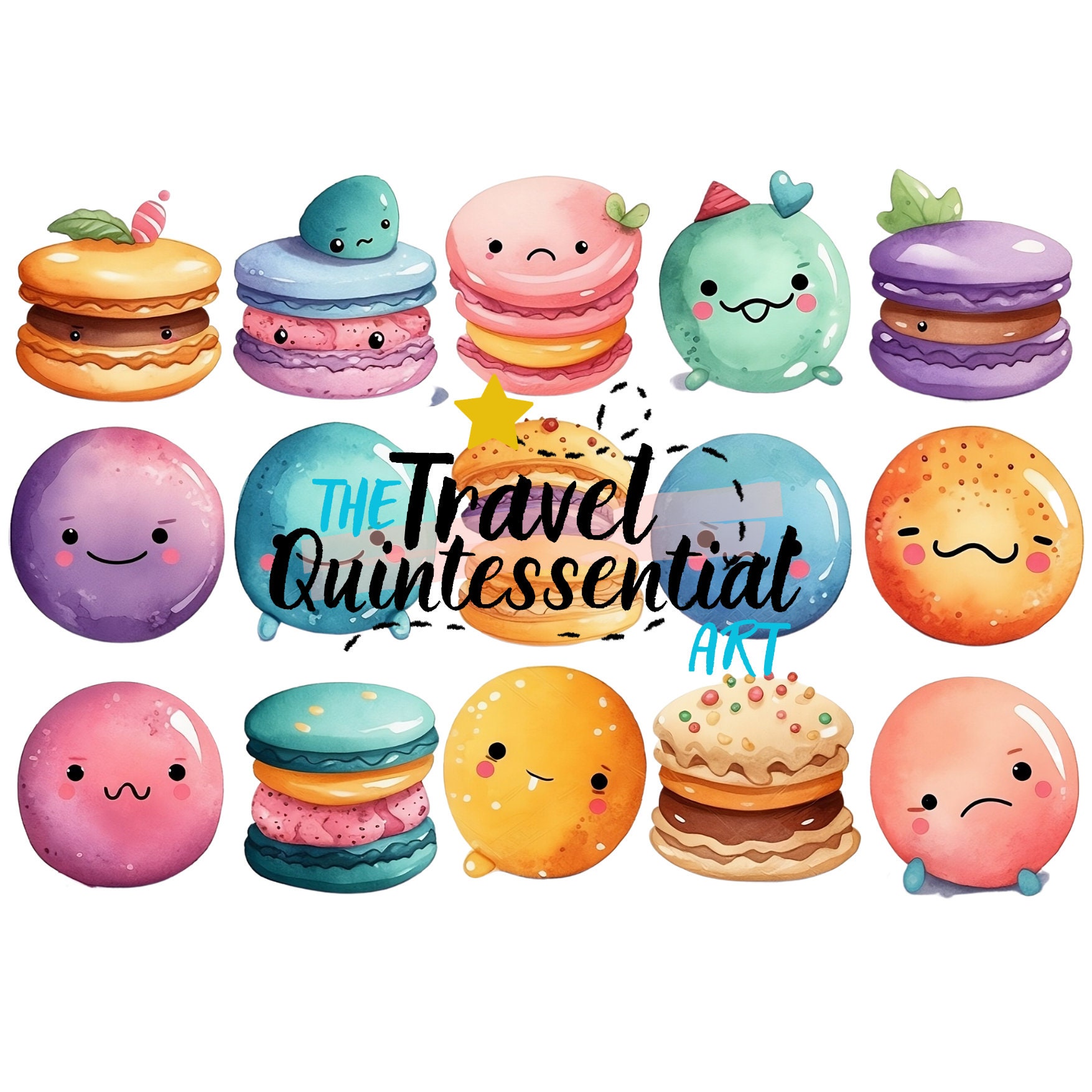 Cute Macarons Digital Art SETMA001 - Etsy