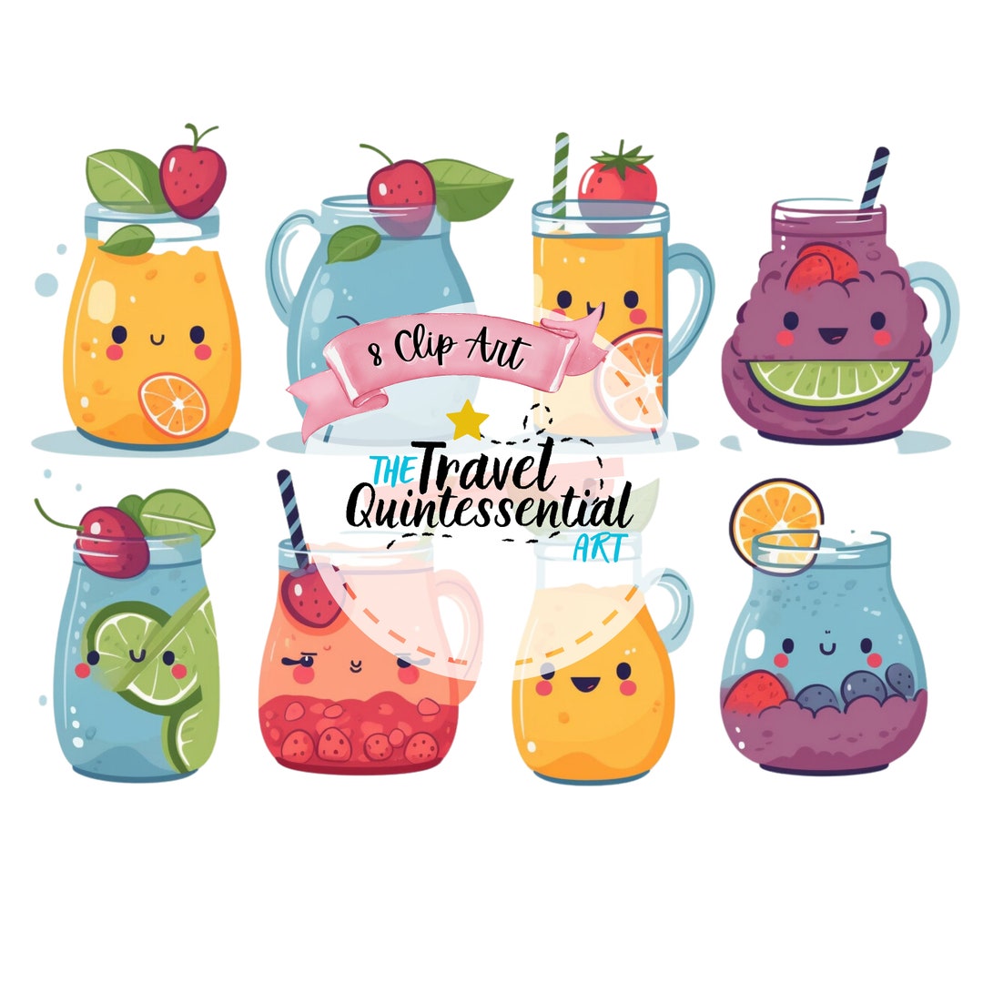 Cute Drinks Digital Art SETDR001 - Etsy
